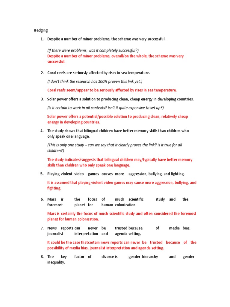 Exercise On Hedging (KEY) | PDF | Space Colonization | Gender Studies