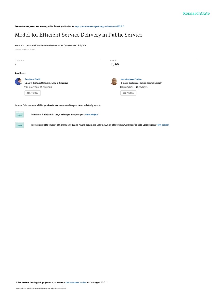 Model For Efficient Service Delivery in Public Ser | PDF | Leadership ...