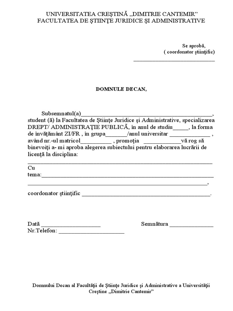 Cerere Alegere Tema Licenta | PDF