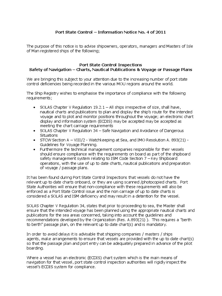 Port State Control - Information Notice No. 4 of 2011 | PDF | Water ...