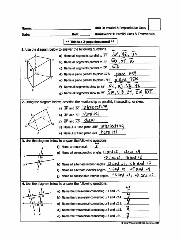 Unit 3 Packet HW1, HW2, Quiz 3-1 Answers | PDF
