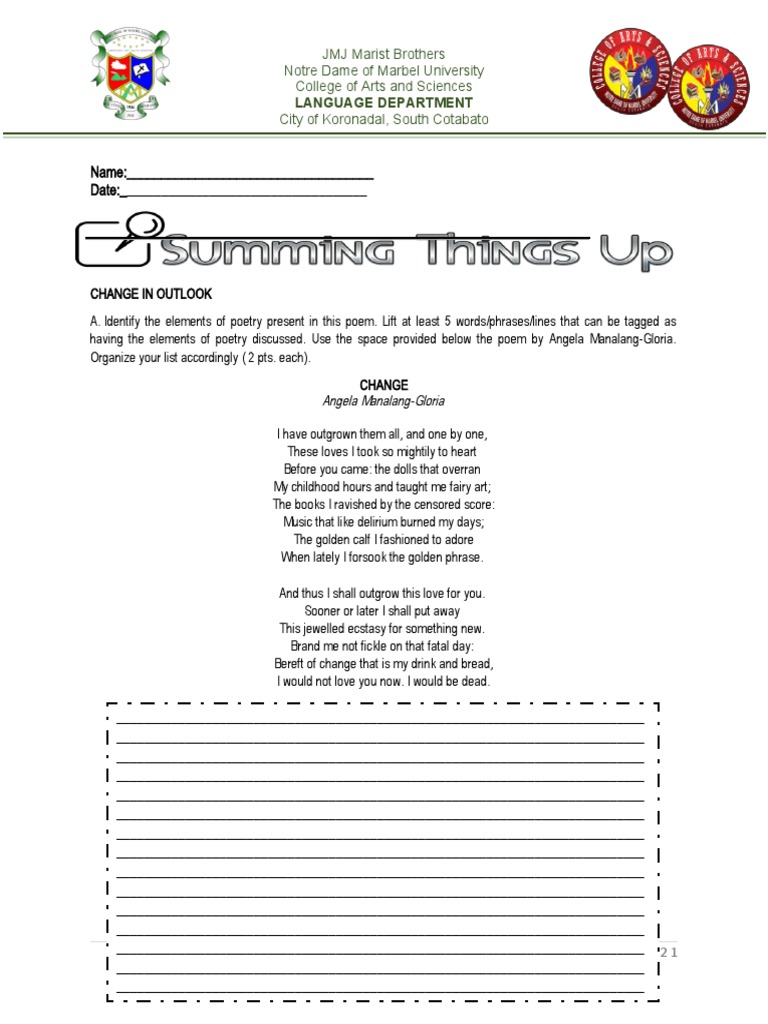 Lesson 5 Summing Things Up | PDF | Linguistics | Grammar