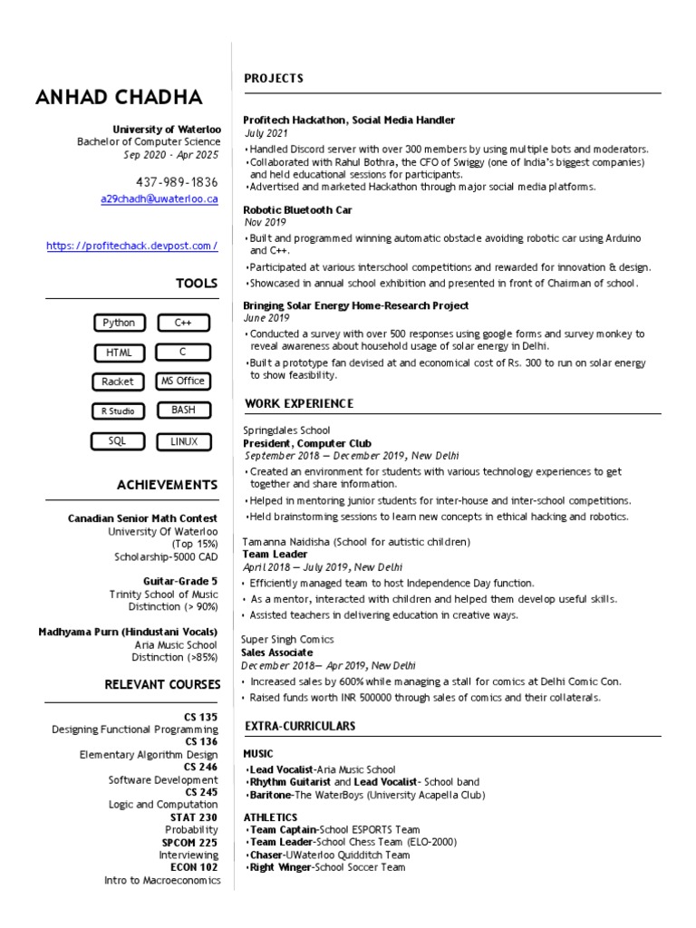 Final Resume AC | PDF | Computer Science | Computing