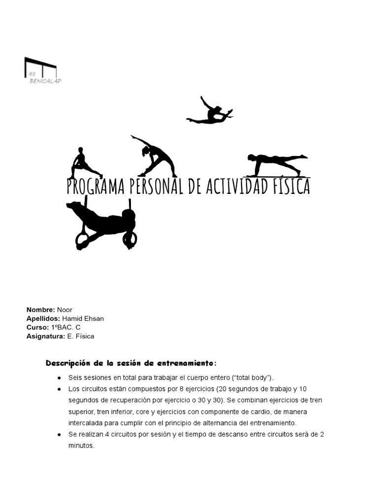 Programa Personal de Actividad Física | PDF | Corriendo | Anatomía humana