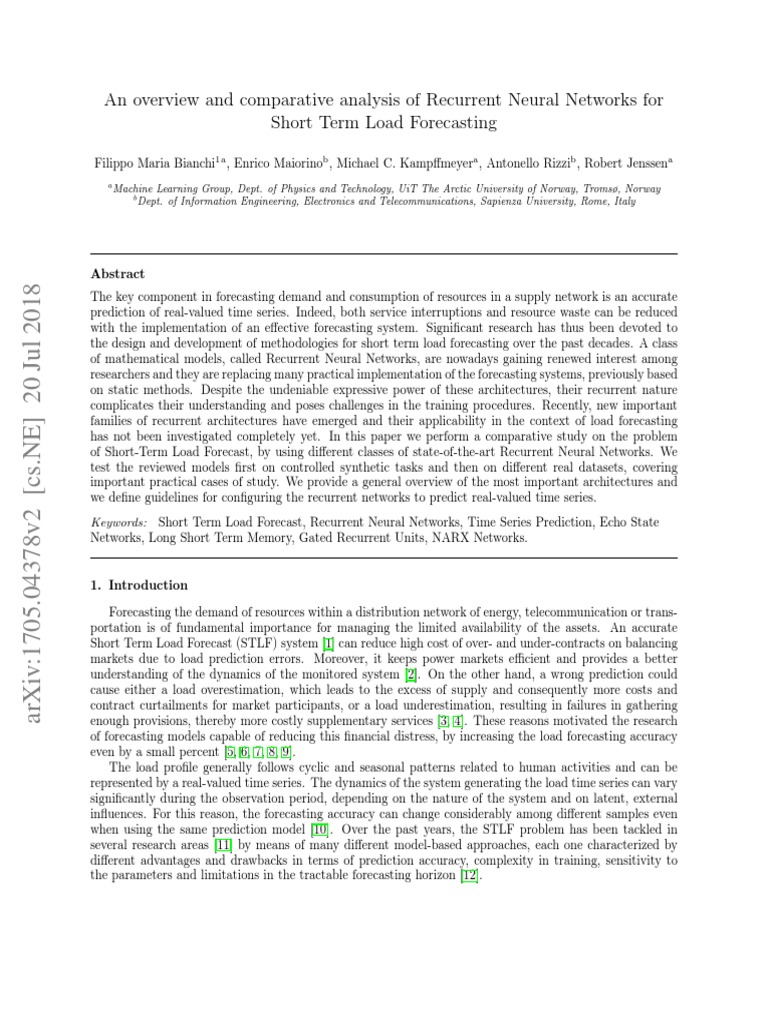 An Overview and Comparative Analysis of Recurrent Neural Networks For Short Term Load ...