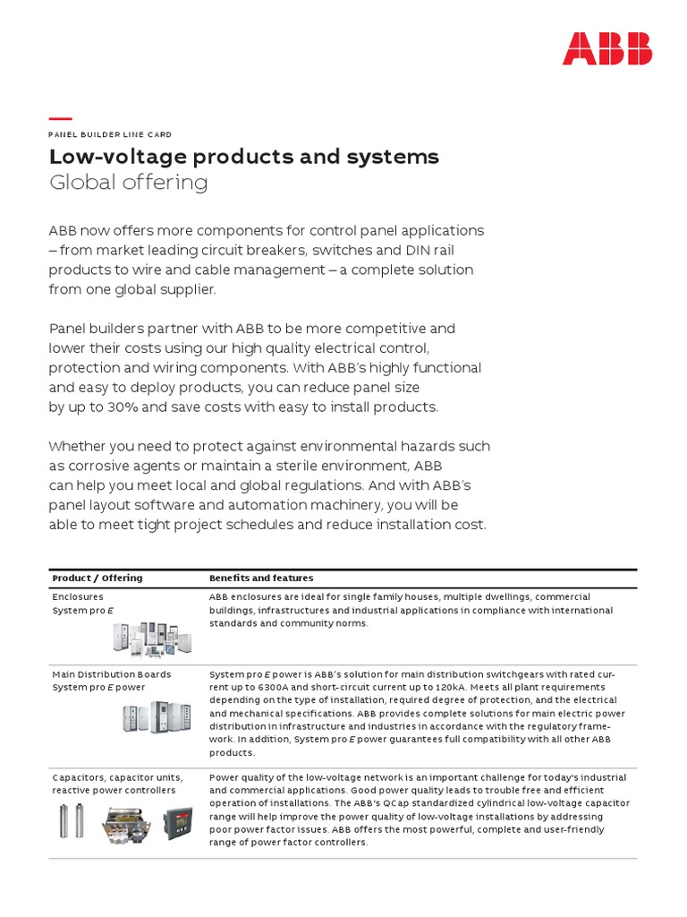ABB Panel Builder Line Card FINAL | Download Free PDF | Relay | Switch