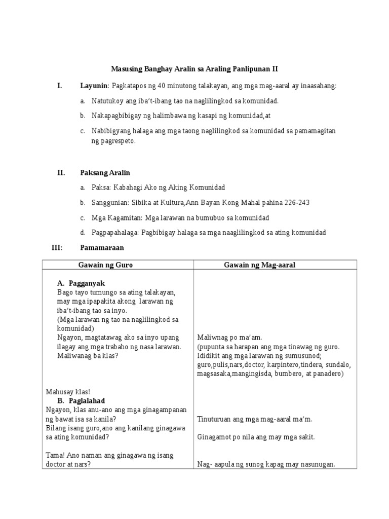 Detailed Lesson Plans | PDF
