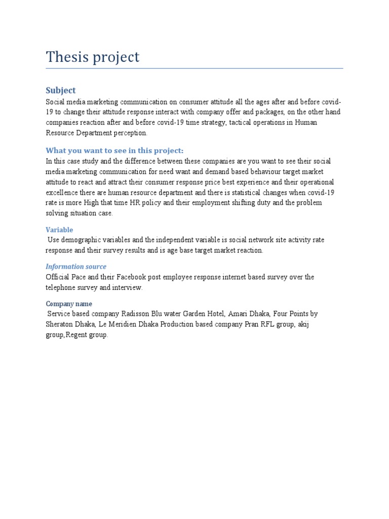 Thesis Project: Subject | PDF | Career & Growth