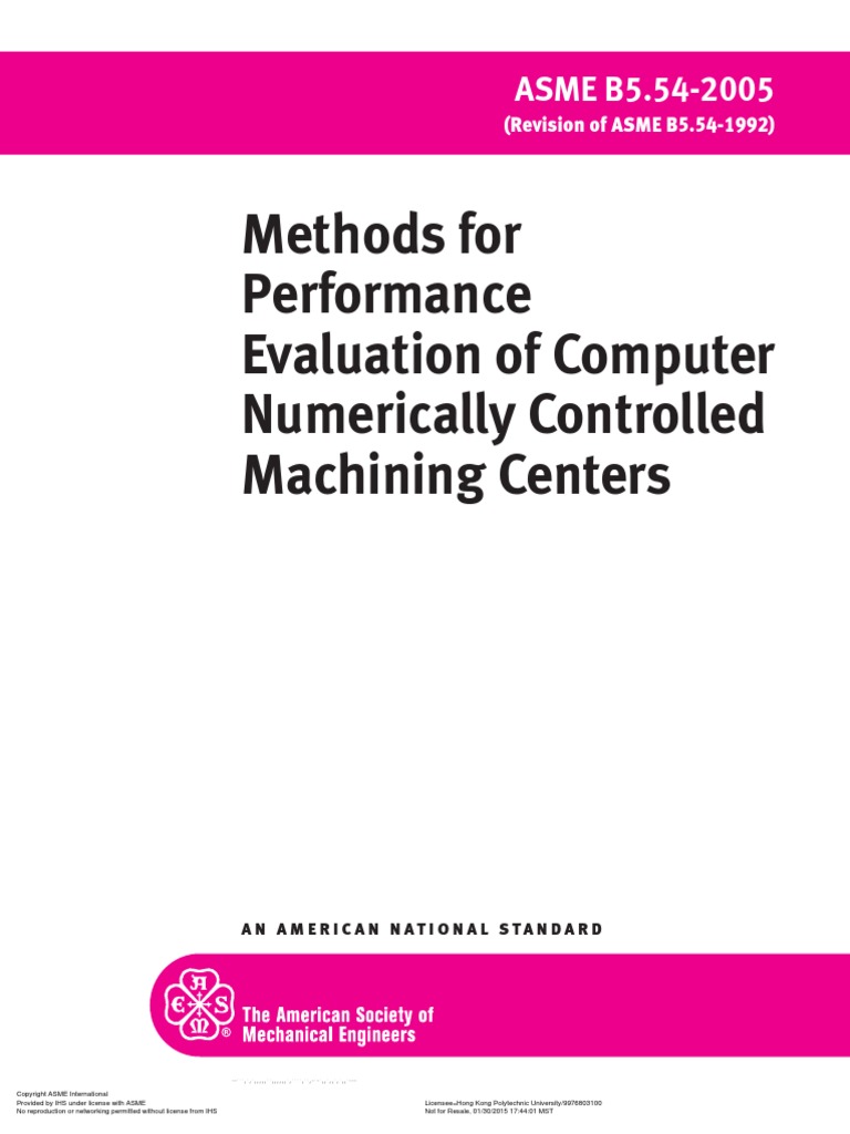 Methods For Performance Evaluation of Computer Numerically Controlled Machining Centers | PDF ...