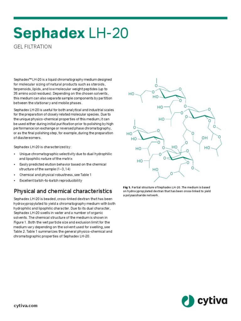 Sephadex LH-20: Gel Filtration | PDF | Chromatography | Chemistry