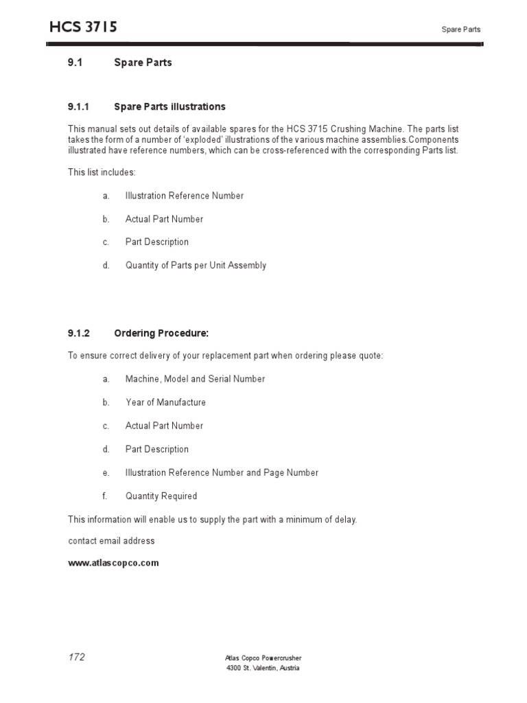 9852 2934 01 HCS 3715 Manual - en - Spare Parts List | PDF | Risk ...