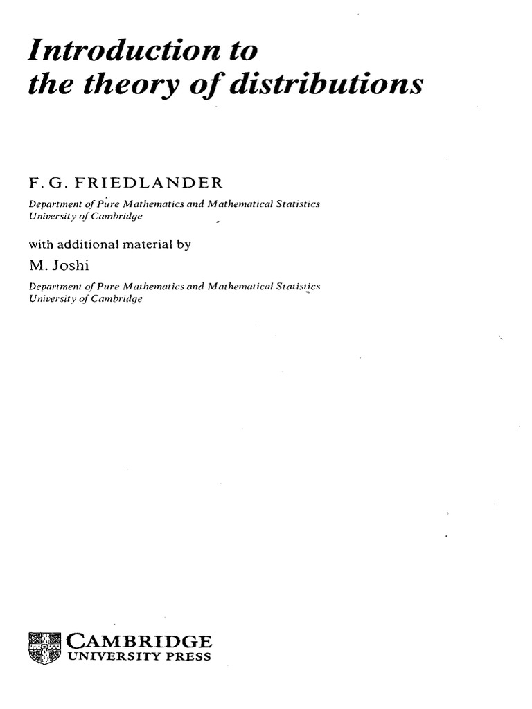 Introduction To The Theory of Distributions: F.G. Friedlander | PDF ...