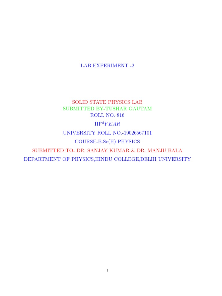 Lab Experiment - 2: Solid State Physics Lab | PDF | Dielectric | Capacitor