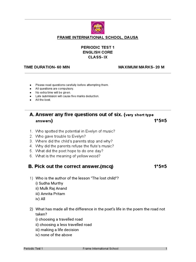 A. Answer Any Five Questions Out of Six. 1 5 5 | PDF