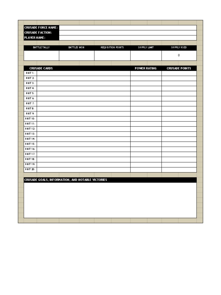 Crusade Journal Template | PDF | Battles | Military