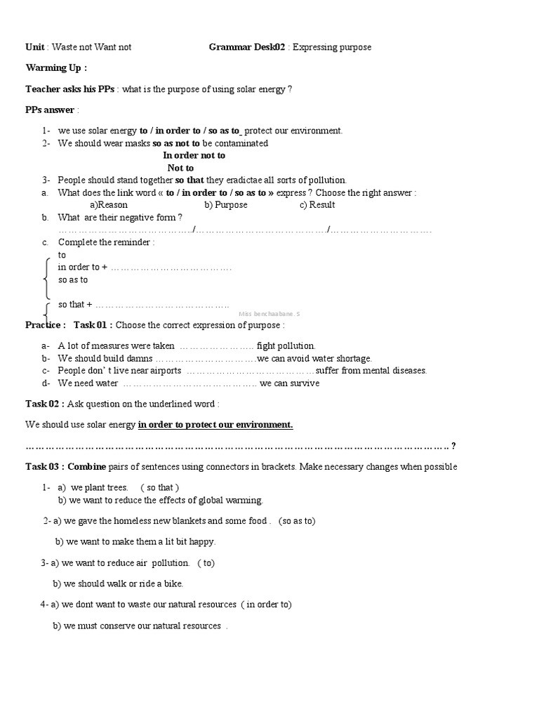 Expressing Purpose 2as Waste Not Want Not | PDF