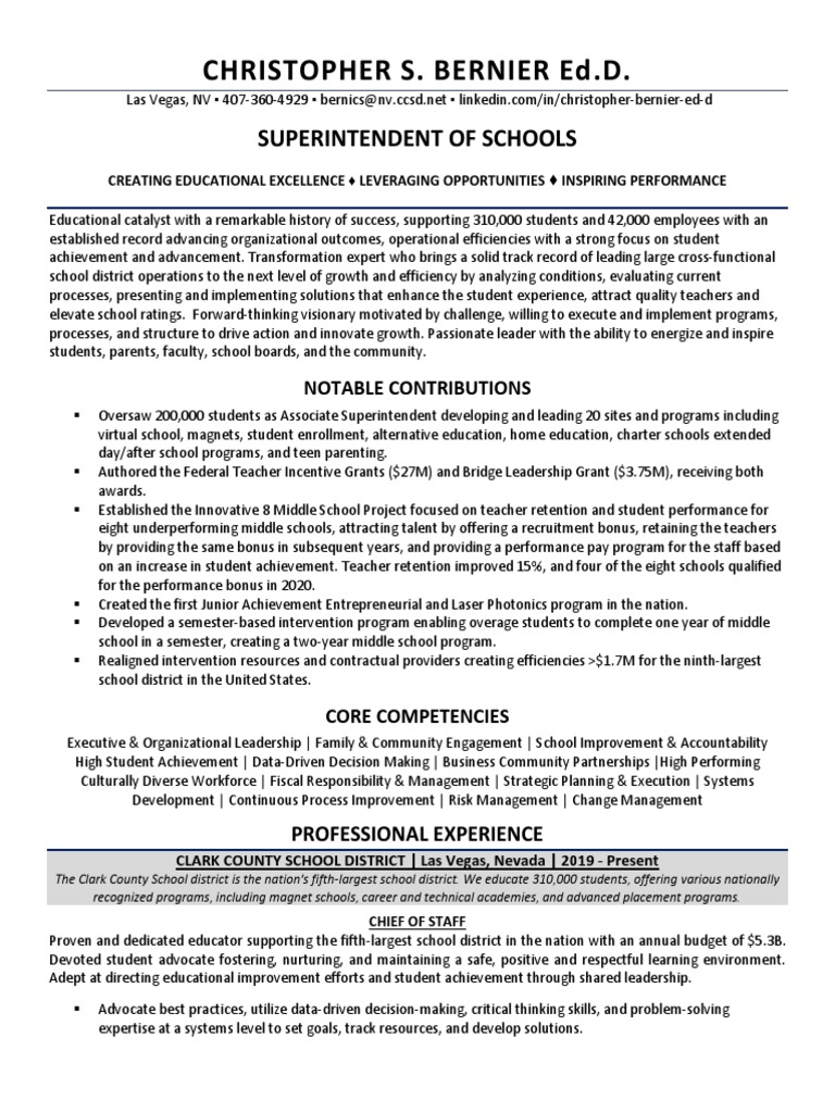 Christopher S. Bernier Resume | PDF | Teachers | Employee Retention