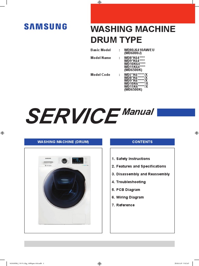 Service: Washing Machine Drum Type | PDF | Electrical Connector | Ac ...