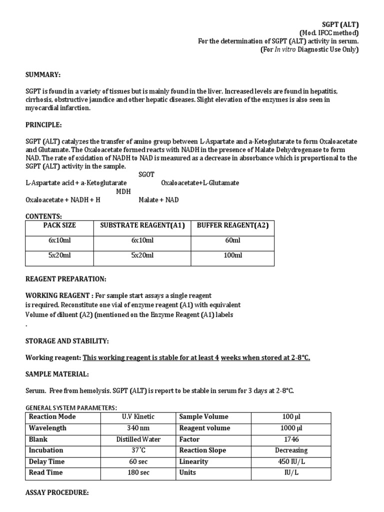 SGPT | PDF | Alanine Transaminase | Nicotinamide Adenine Dinucleotide