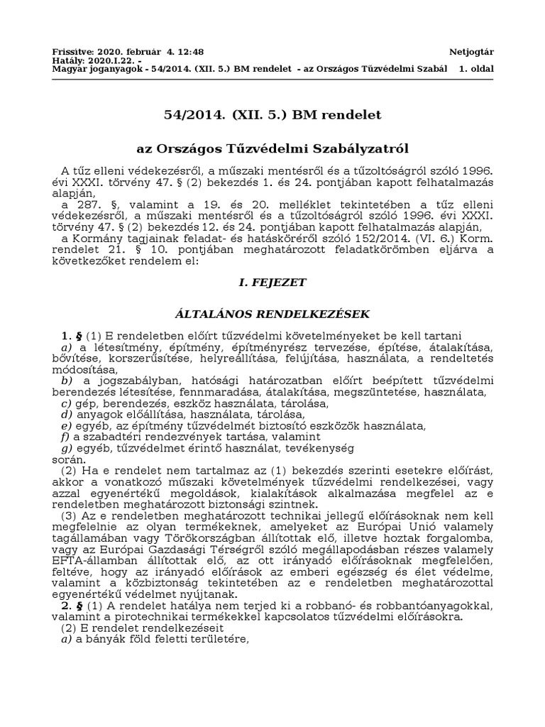54 2014. (XII. 5.) BM Rendelet | PDF