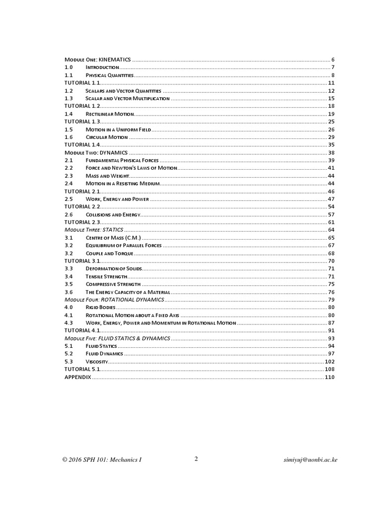SPH - 101 - Mechanics I Lecture Notes | PDF | Euclidean Vector | Velocity SPH - 101 - Mechanics I Lecture Notes | PDF | Euclidean Vector | Velocity