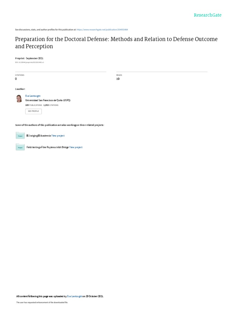 Preparation For The Doctoral Defense Methods and R | Download Free PDF ...