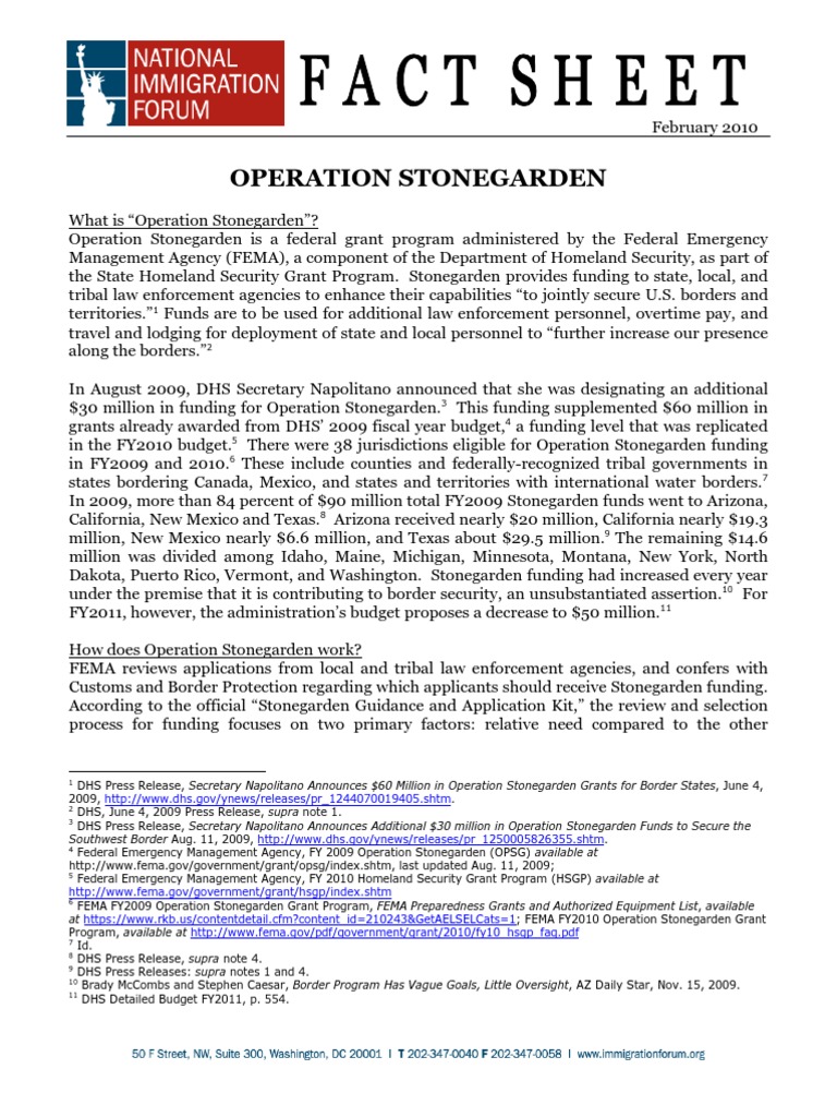 Overview of Operation Stonegarden Grants | PDF | United States ...