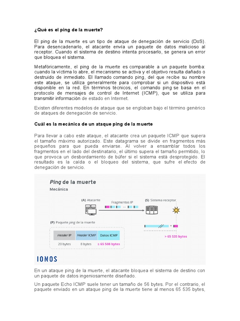 Ping de La Muerte 1 | PDF | Ataque de denegación de servicio | Protocolos de internet
