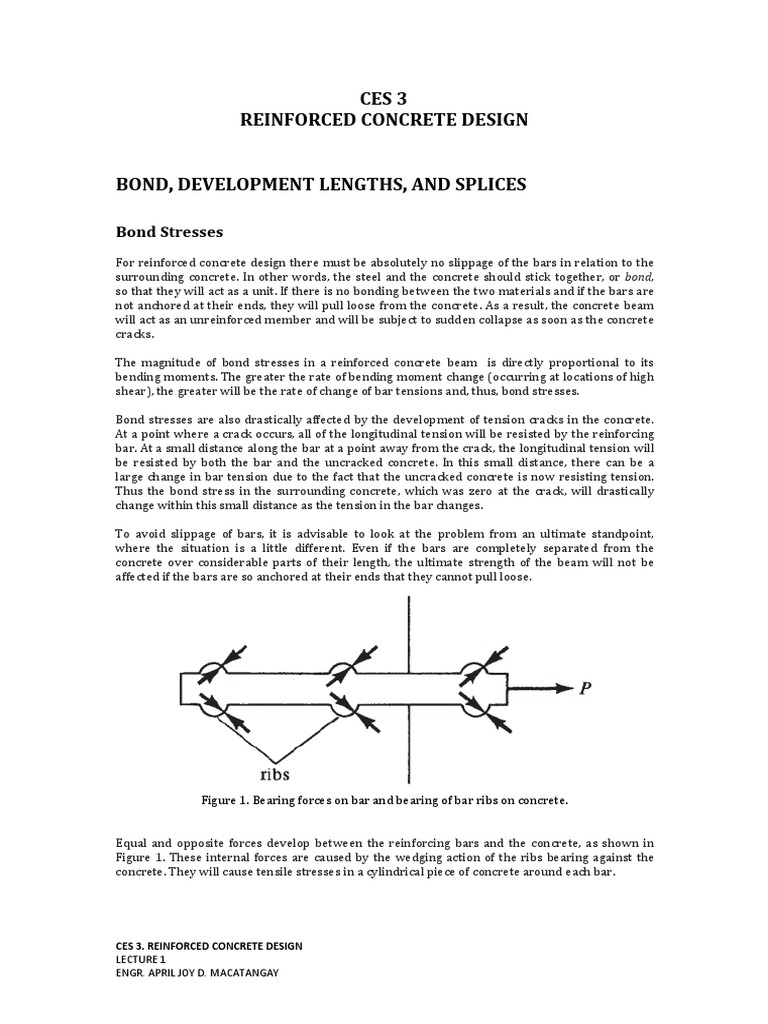 Ces 3 Reinforced Concrete Design Bond, Development Lengths, and Splices ...