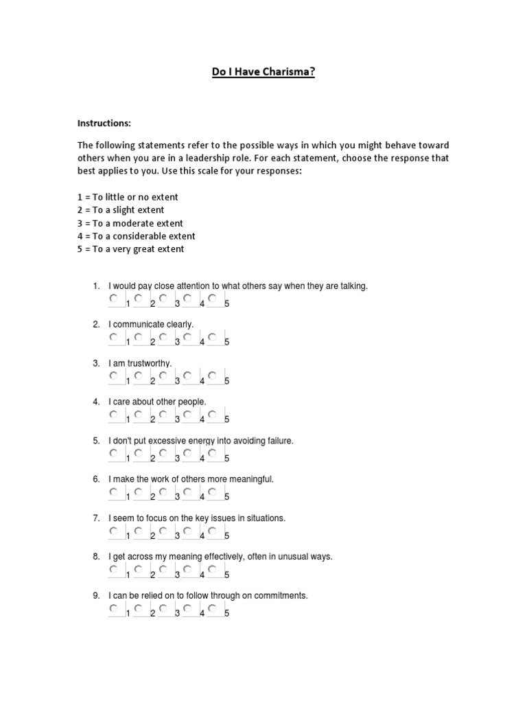 Do I Have Charisma? Quiz Reveals Leadership Traits | PDF | Leadership ...