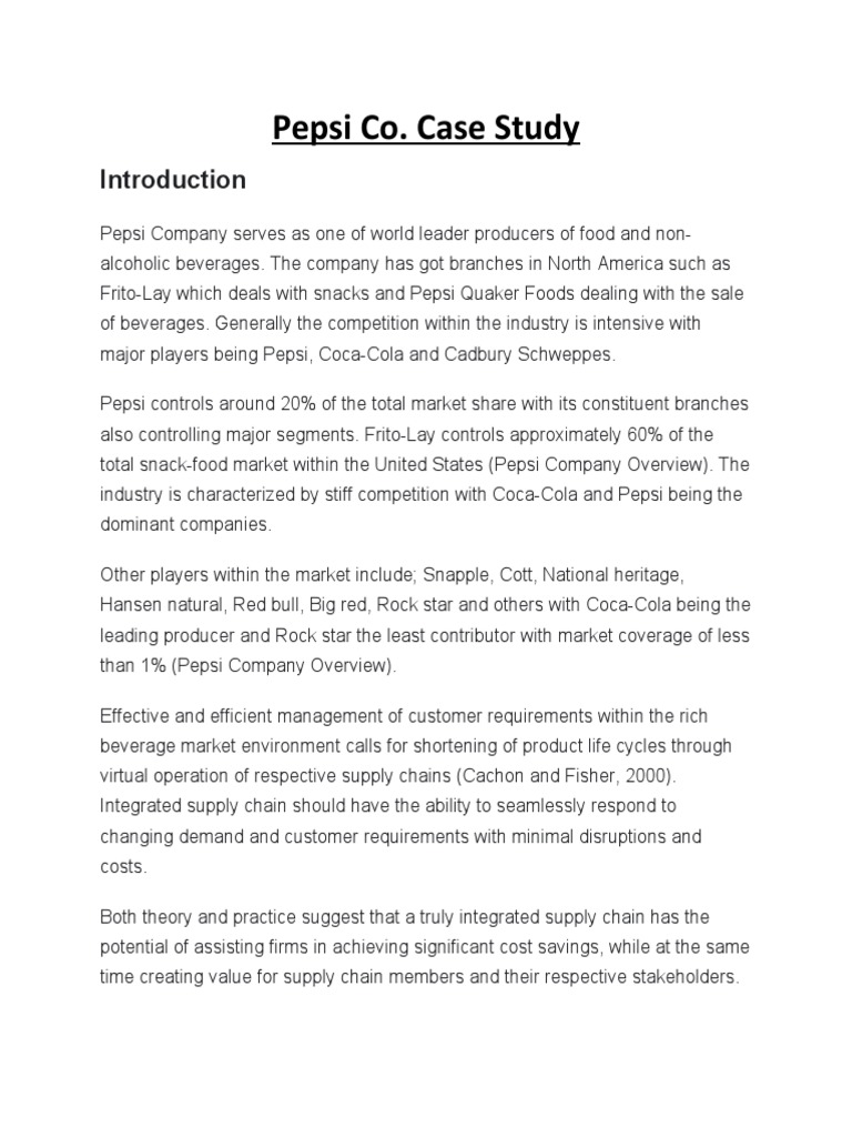 Case Study Pepse Co | PDF | Supply Chain | Supply Chain Management