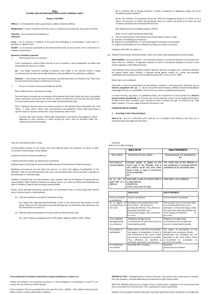 Rexanne Crim Reviewer | PDF | Mens Rea | Crime & Violence