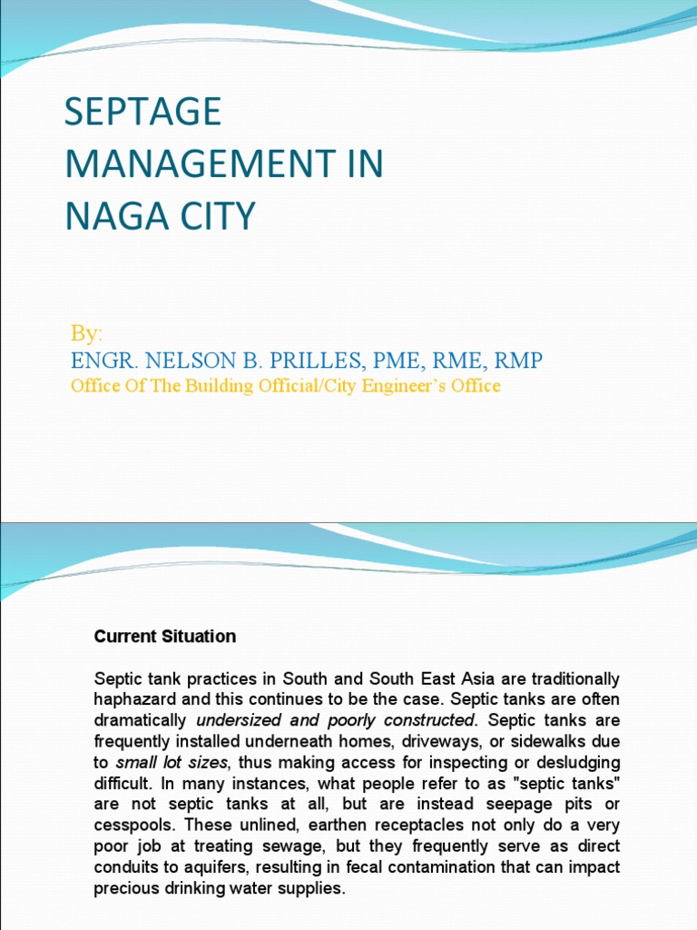 Septage Management in Naga City | PDF | Septic Tank | Sanitation