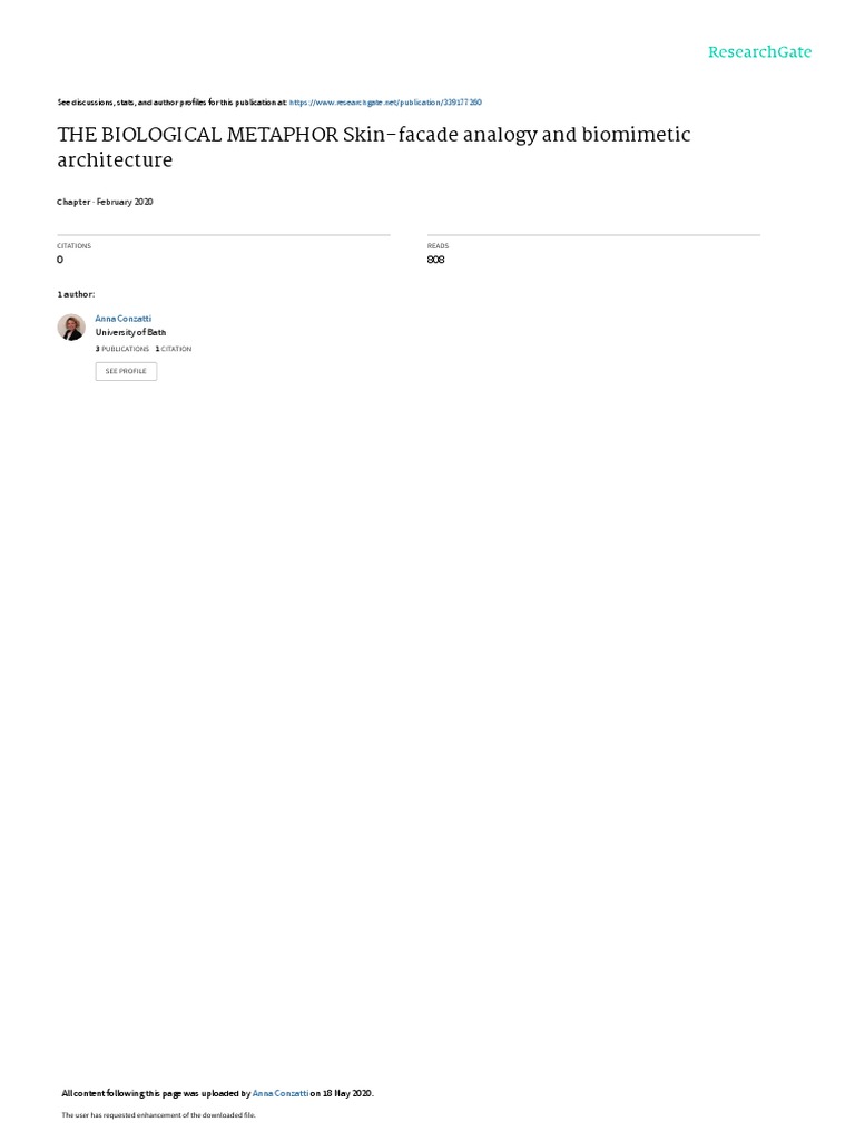 THE BIOLOGICAL METAPHOR Skin-Facade Analogy and Biomimetic Architecture ...