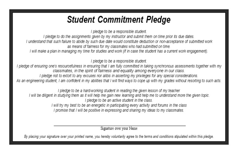 Student Commitment Pledge | PDF