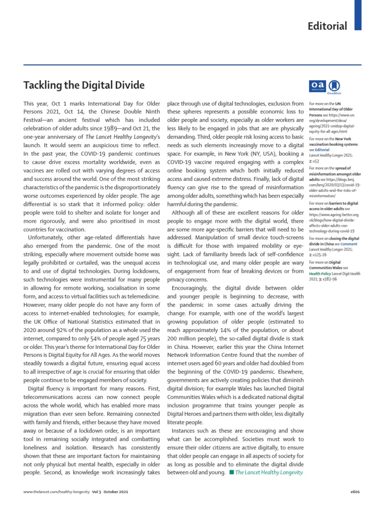 Tackling The Digital Divide | PDF | Internet | Health Sciences
