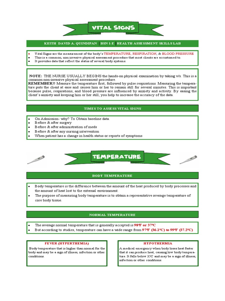Vitals Signs Notes | Download Free PDF | Breathing | Blood Pressure