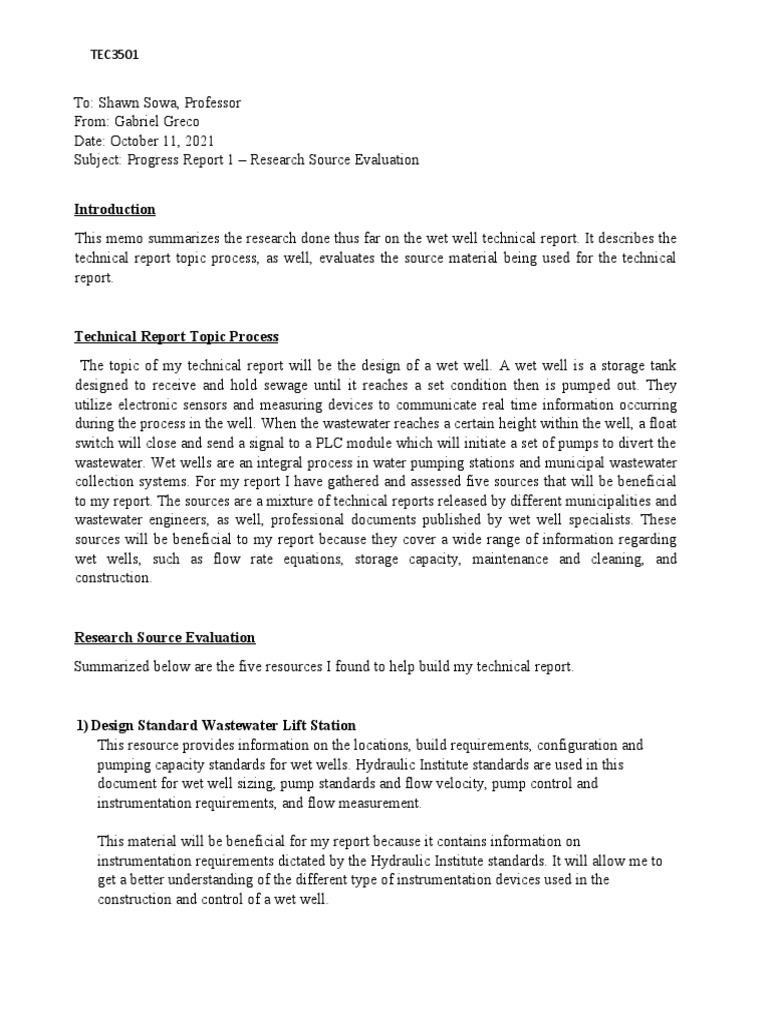 Tech Report Memo | PDF | Pumping Station | Pump