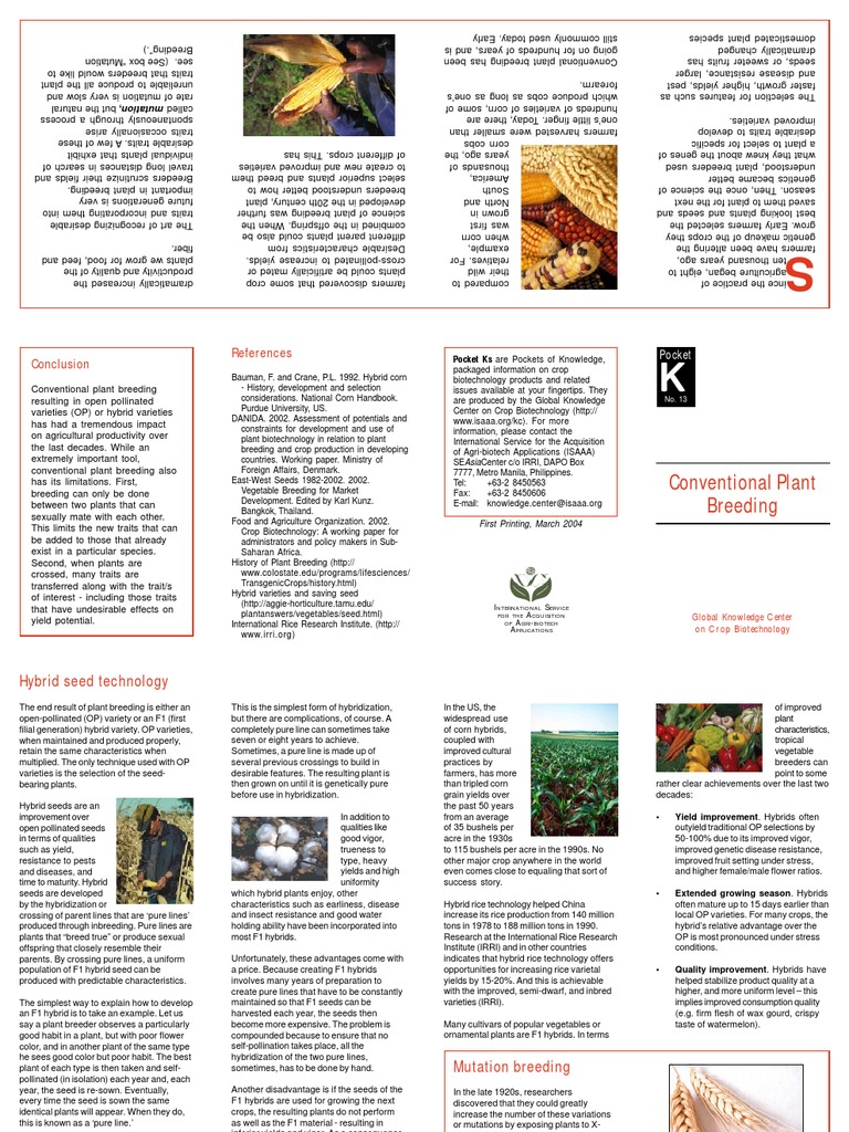 Conventional Plant Breeding | PDF | Plant Breeding | Hybrid (Biology)