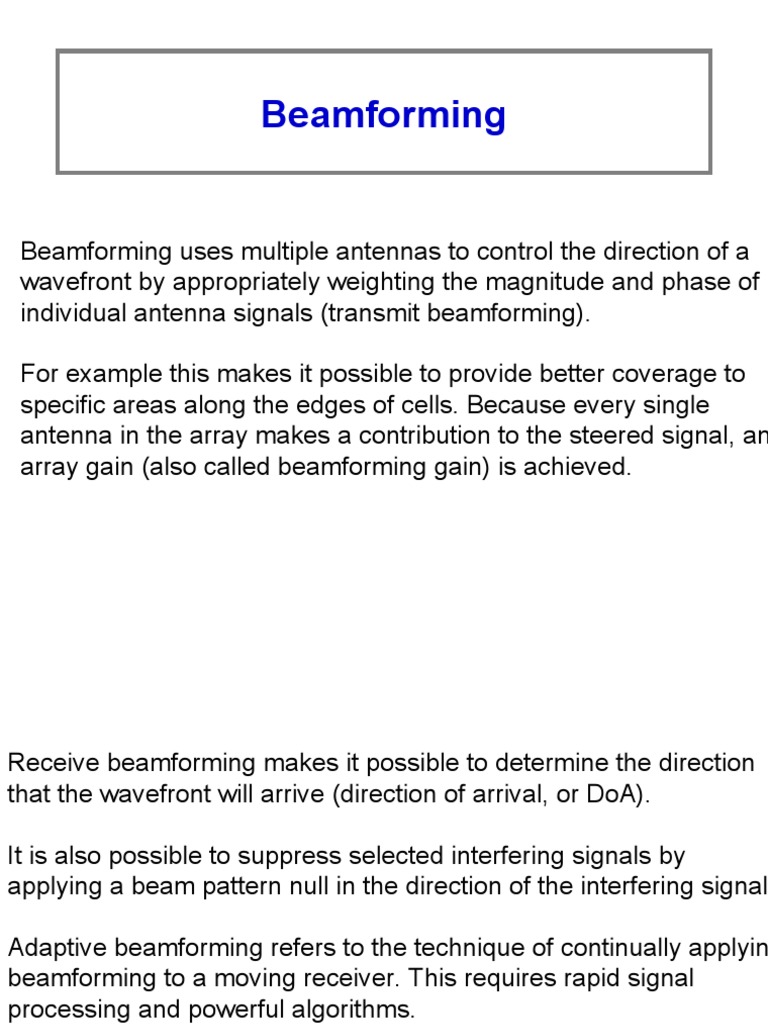 Beamforming | PDF | Antenna (Radio) | Wireless Ad Hoc Network