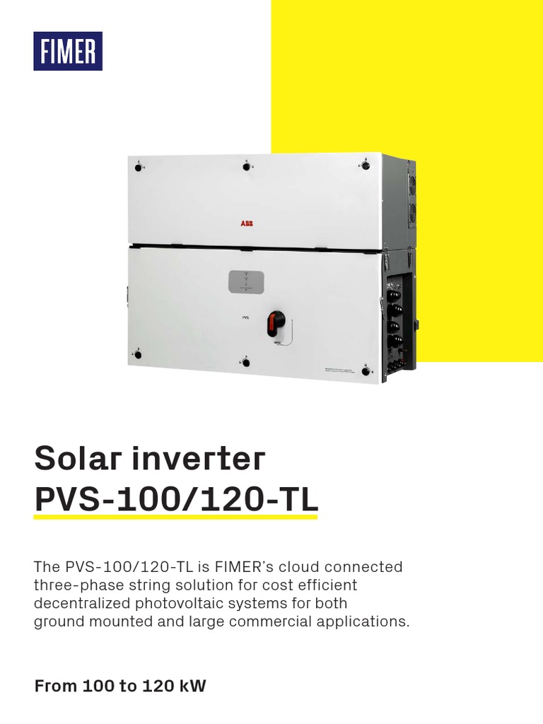 Solar Inverter PVS-100/120-TL: From 100 To 120 KW | PDF | Power ...
