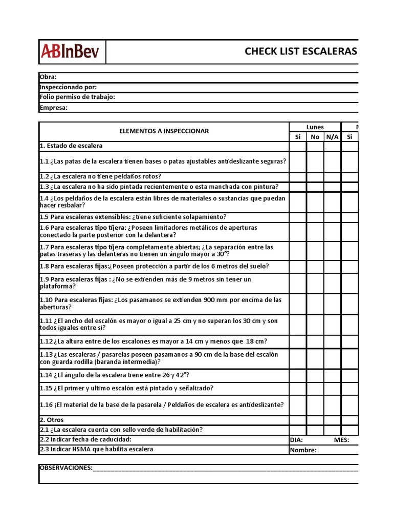 Check List Escaleras | PDF