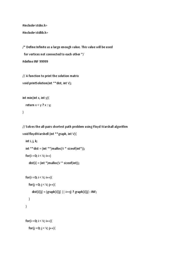Floyd Warshall's Algorithm | PDF