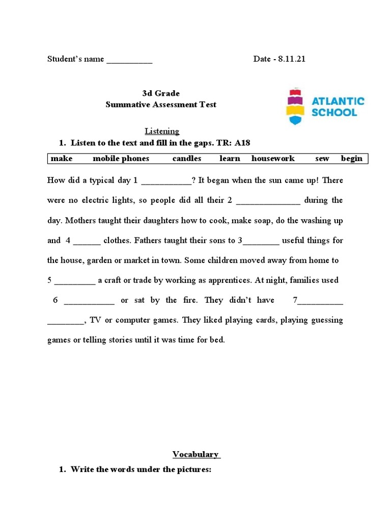 Summative Assessment Test - 3 Grade | PDF | Linguistics