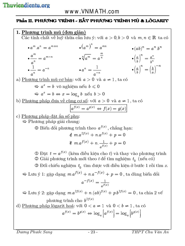 Phuong Trinh Bat Phuong Trinh Mu Va Logarit | PDF