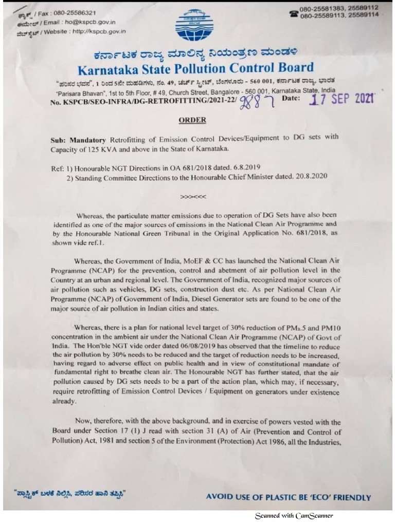 Retrofitting For DG Sets Notification | PDF
