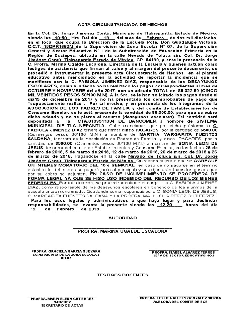 Acta Circunstanciada de Hechos | PDF Acta Circunstanciada de Hechos | PDF