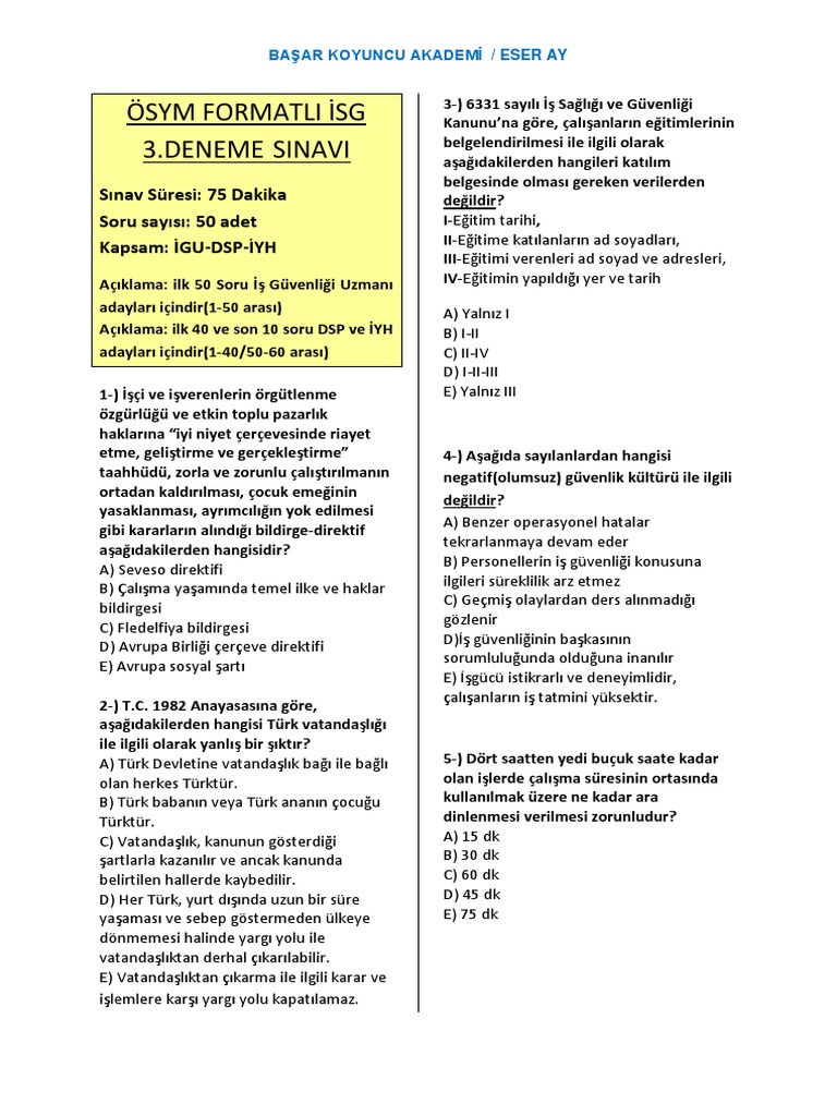 Osym Formatli Isg 3 | PDF
