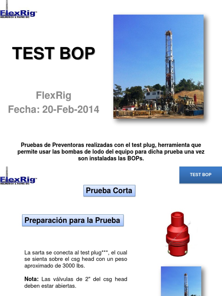 Pruebas de BOP con Test Plug | PDF | Bomba | Tecnología energética