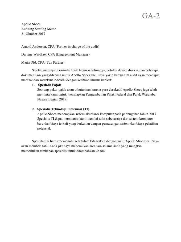 Audit Staffing for Apollo Shoes | PDF